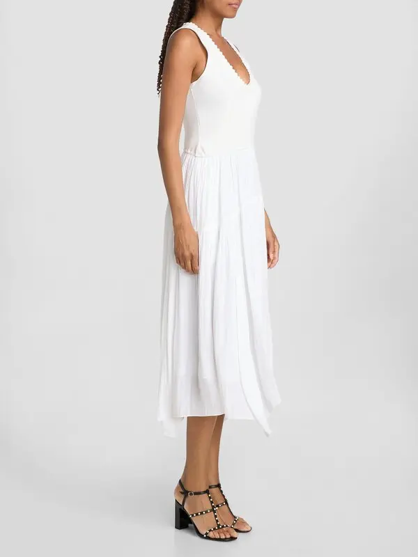 Ramy Brook Hadley Sleeveless Ribbed Midi Dress - Ivory