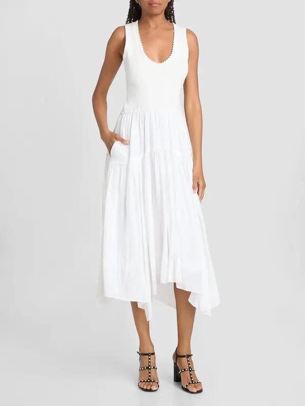 Ramy Brook Hadley Sleeveless Ribbed Midi Dress - Ivory