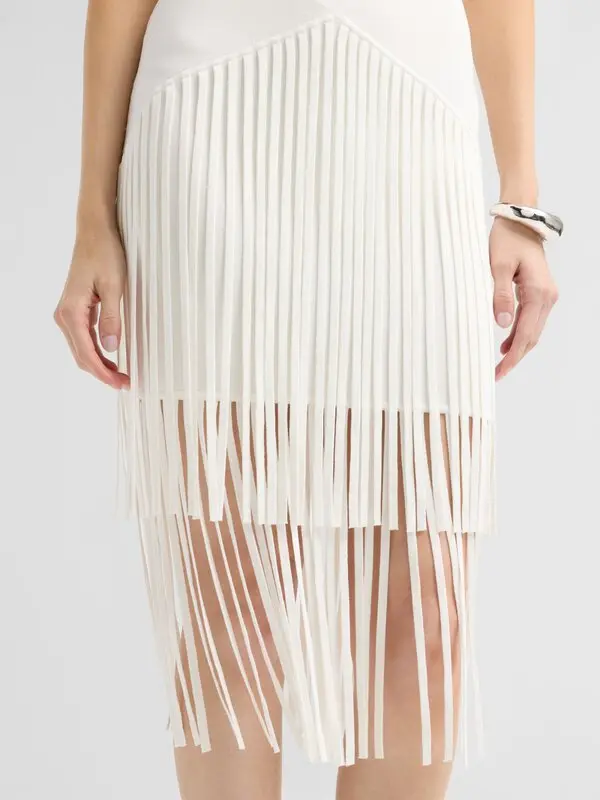 TOCCIN Patricia Fringed V-neck Midi Dress