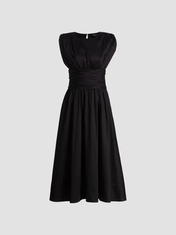 TOCCIN Evangeline Ruched Stretch-cotton Midi-dress - Jet