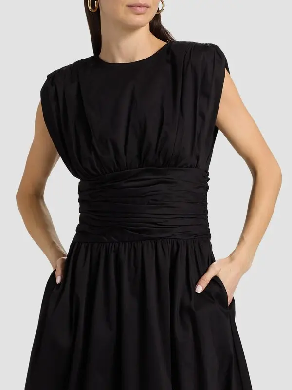 TOCCIN Evangeline Ruched Stretch-cotton Midi-dress - Jet