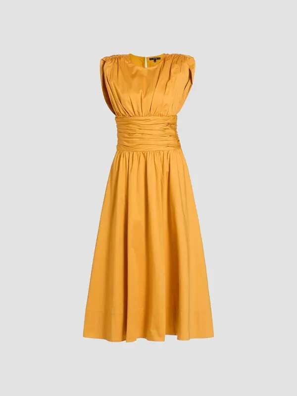 TOCCIN Evangeline Ruched Stretch-cotton Midi-dress - Marigold