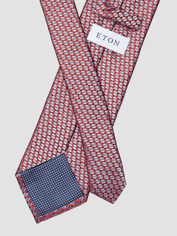 Eton Geometric Woven Silk Tie - Red