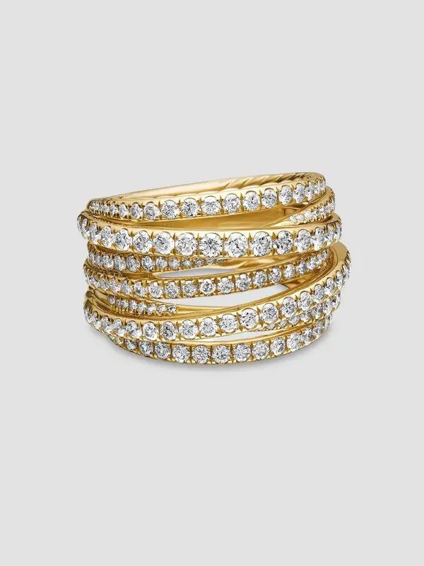 David Yurman Pavé Crossover Ring In 18k Yellow Gold