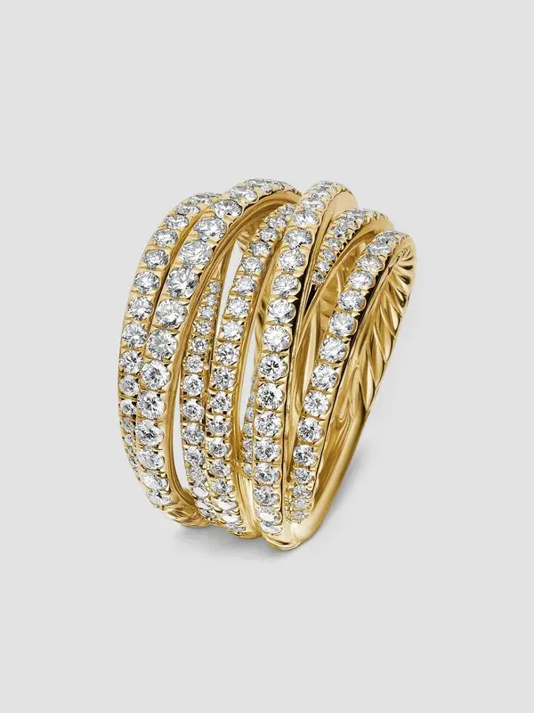 David Yurman Pavé Crossover Ring In 18k Yellow Gold