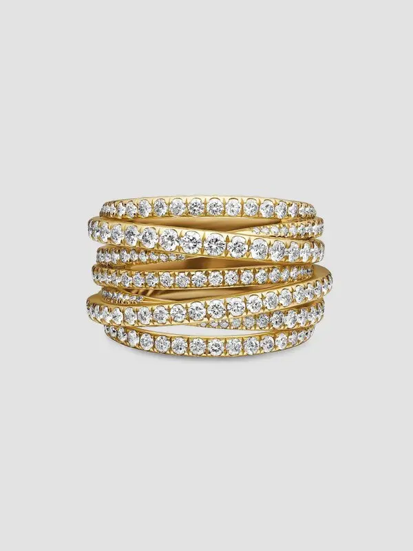 David Yurman Pavé Crossover Ring In 18k Yellow Gold