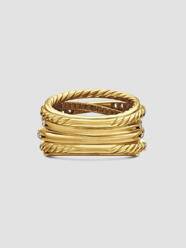 David Yurman Pavé Crossover Ring In 18k Yellow Gold
