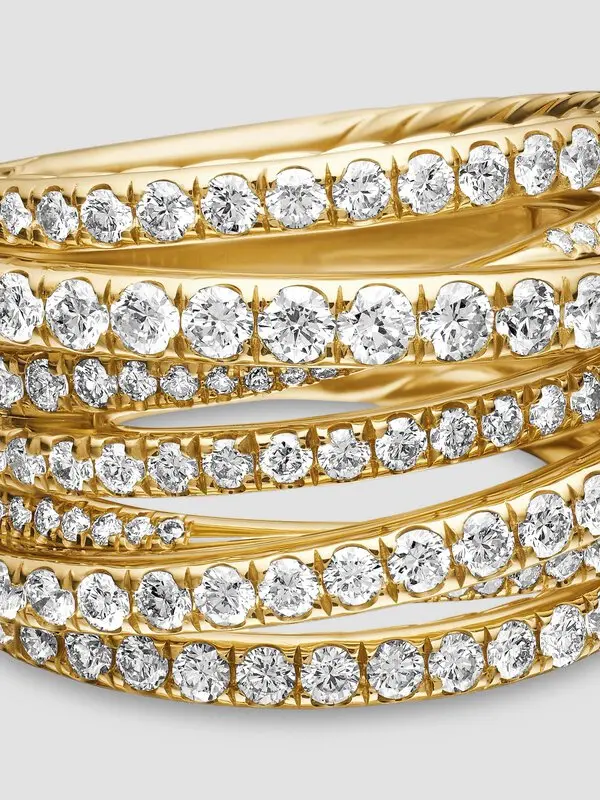 David Yurman Pavé Crossover Ring In 18k Yellow Gold