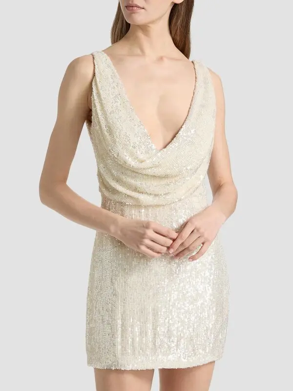 THE NEW ARRIVALS ILKYAZ OZEL Lydia Sequined Cowlneck Minidress