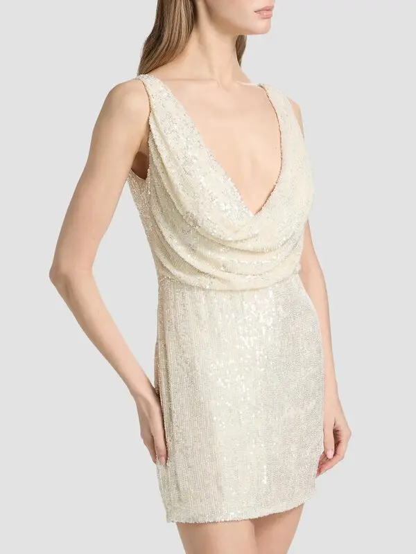 THE NEW ARRIVALS ILKYAZ OZEL Lydia Sequined Cowlneck Minidress