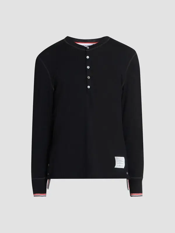 Thom Browne Rwb Tipping Stripe Wool Jersey Henley Shirt