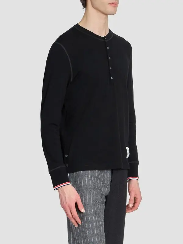 Thom Browne Rwb Tipping Stripe Wool Jersey Henley Shirt