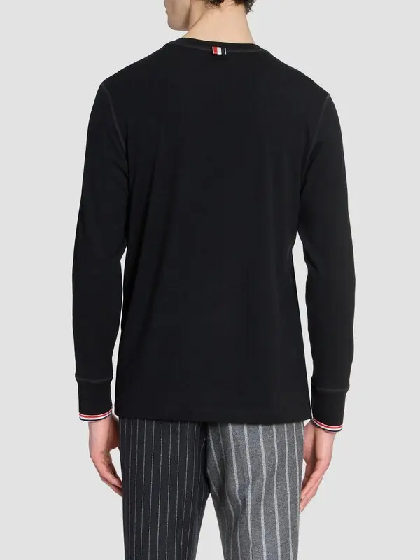 Thom Browne Rwb Tipping Stripe Wool Jersey Henley Shirt