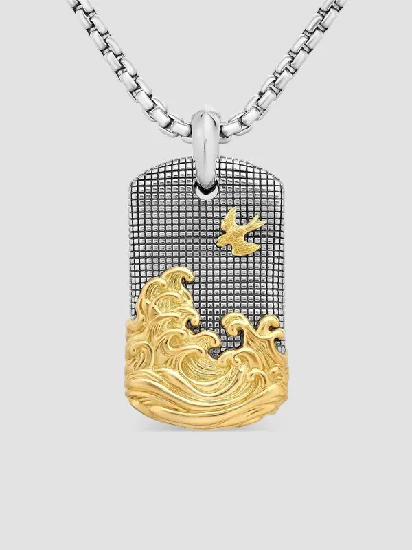 David Yurman Waves Tag In Sterling