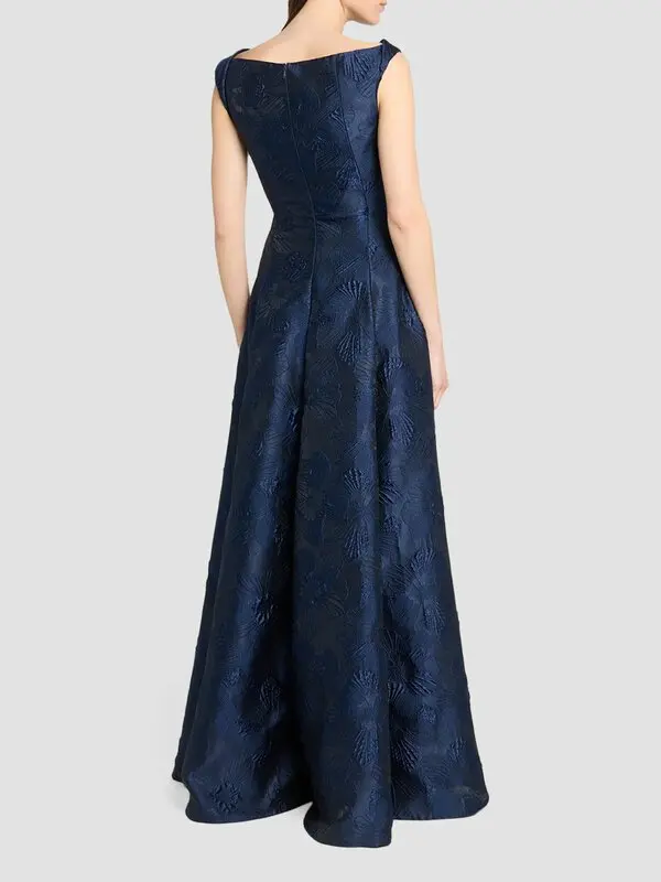 Talbot Runhof Floral Jacquard Ballgown - Armada
