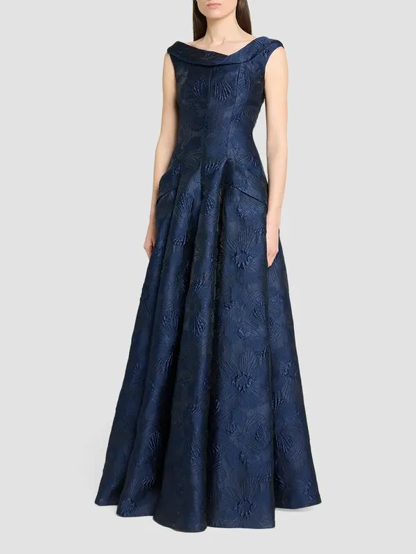 Talbot Runhof Floral Jacquard Ballgown - Armada