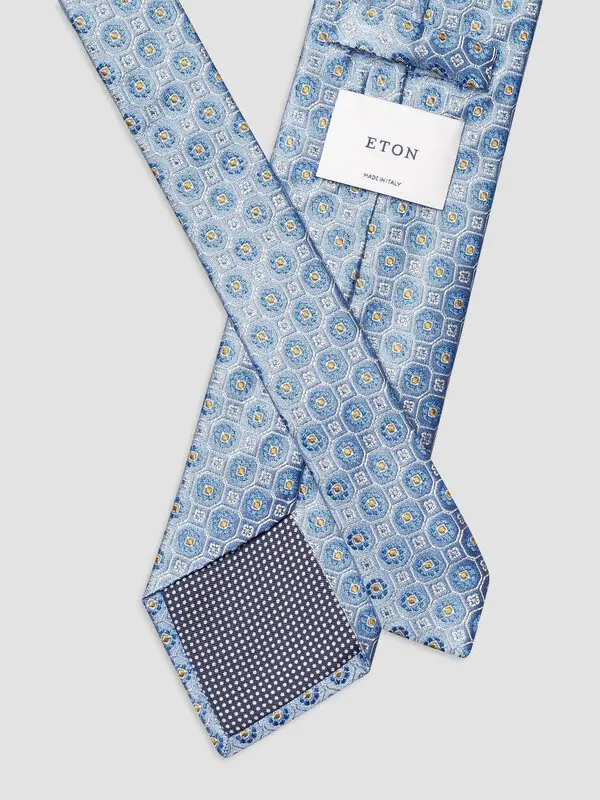 Eton Floral Woven Silk Tie - Light Blue