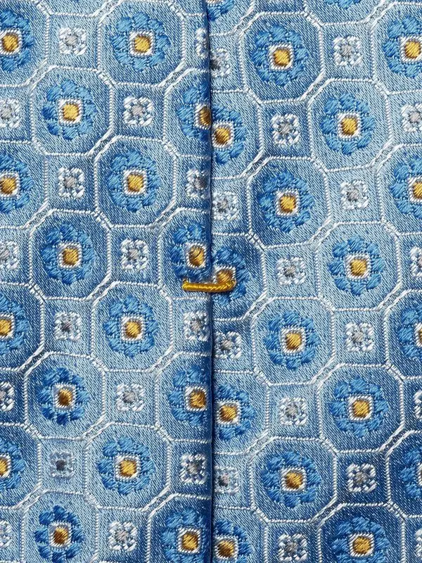 Eton Floral Woven Silk Tie - Light Blue