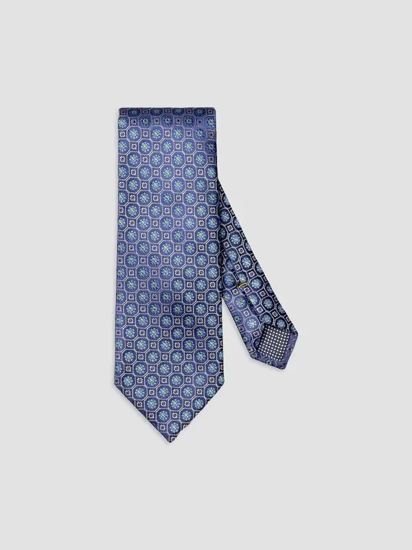 Eton Floral Woven Silk Tie - Navy
