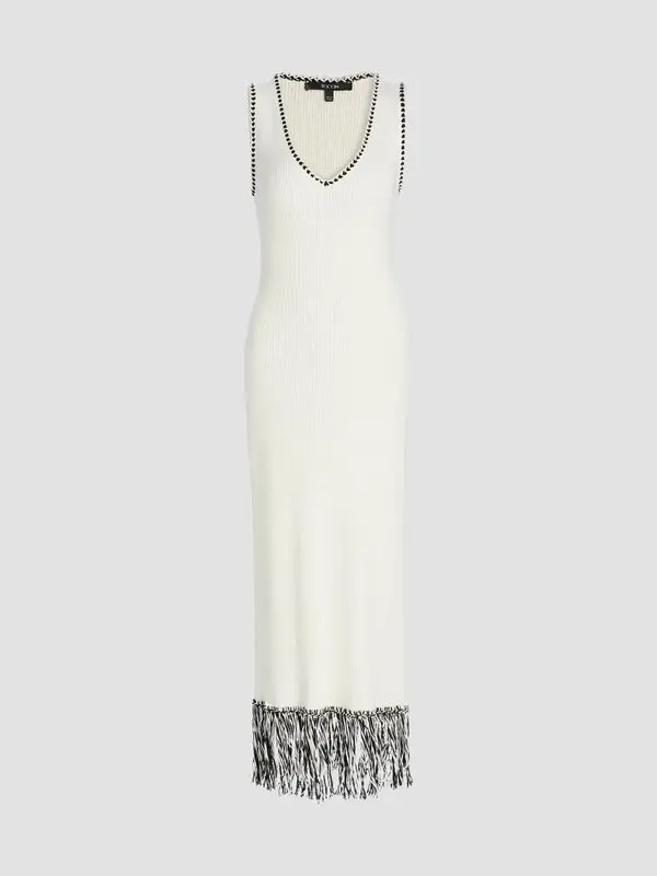 TOCCIN Ashtin V-neck Fringe Midi-dress