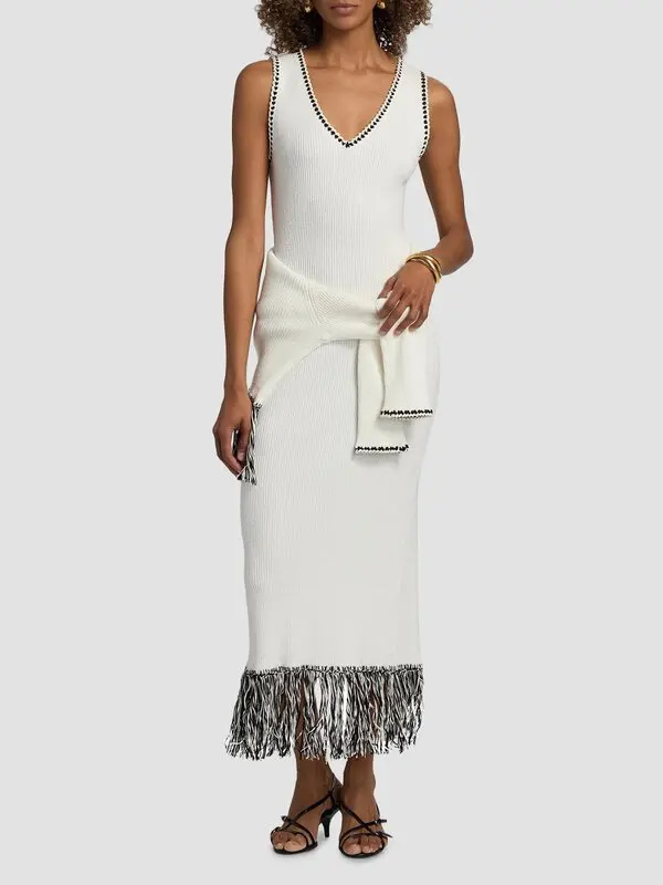 TOCCIN Ashtin V-neck Fringe Midi-dress