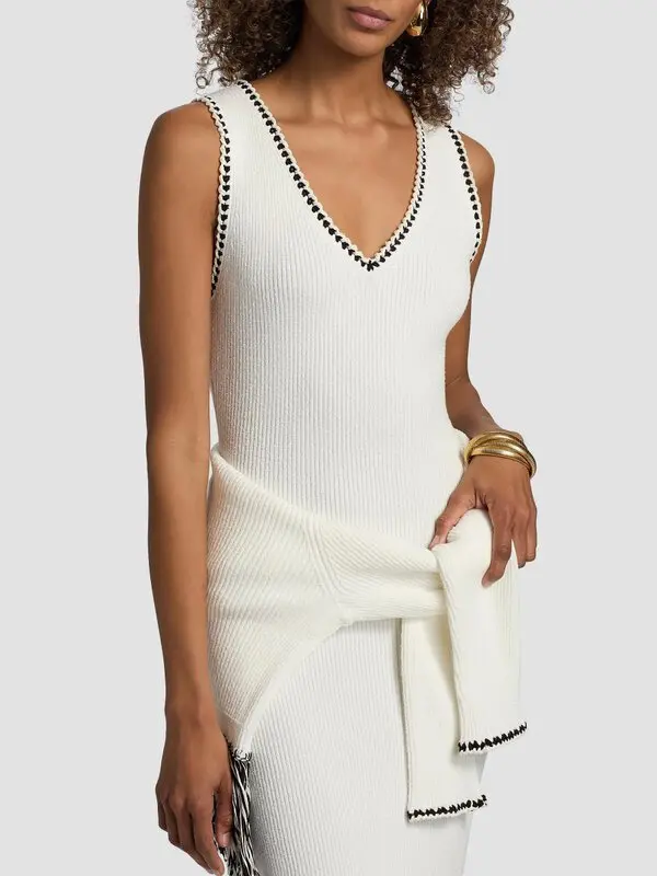 TOCCIN Ashtin V-neck Fringe Midi-dress