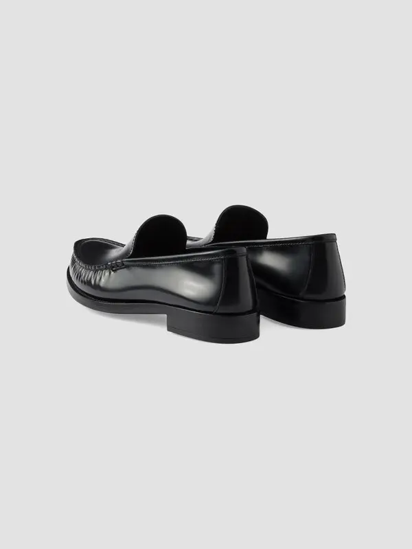 Prada S Brushed Leather Loafers - Black