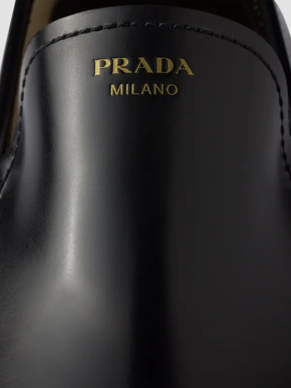 Prada S Brushed Leather Loafers - Black
