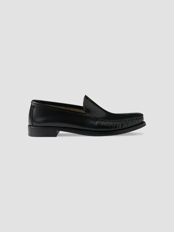 Prada S Brushed Leather Loafers - Black