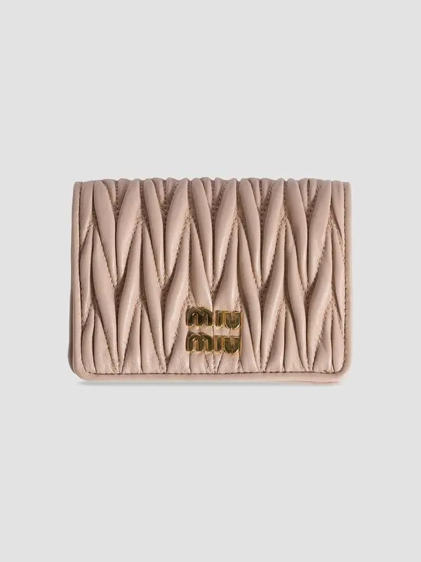 Miu Miu Small Matelassé Nappa Leather Wallet - Beige