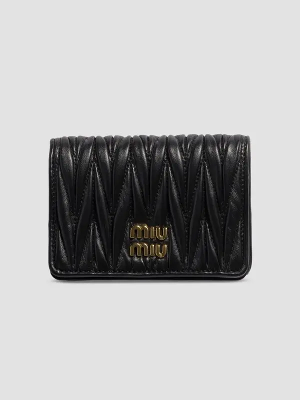 Miu Miu Small Matelassé Nappa Leather Wallet - Black