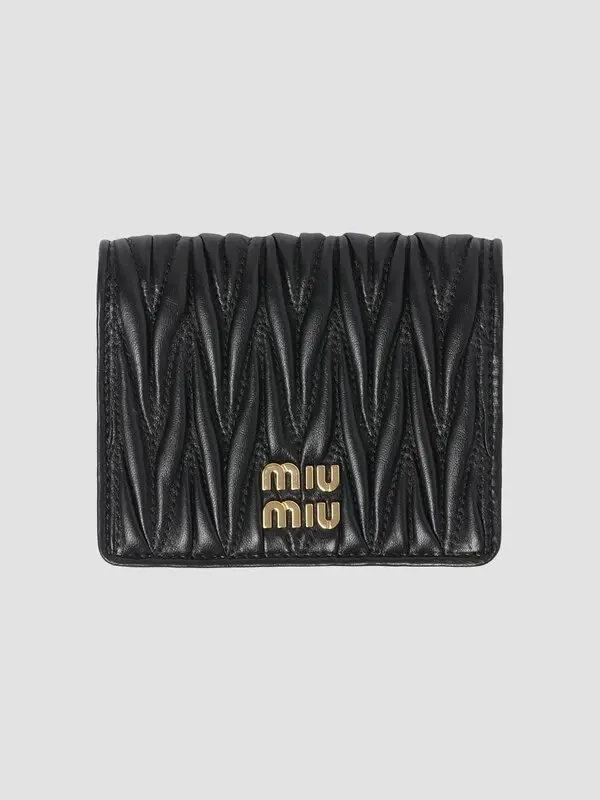 Miu Miu Small Matelassé Nappa Leather Wallet - Black