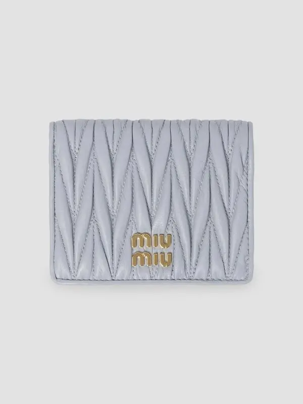 Miu Miu Small Matelassé Nappa Leather Wallet - Grey
