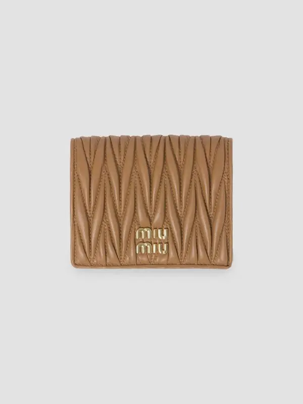 Miu Miu Small Matelassé Nappa Leather Wallet - Light Brown