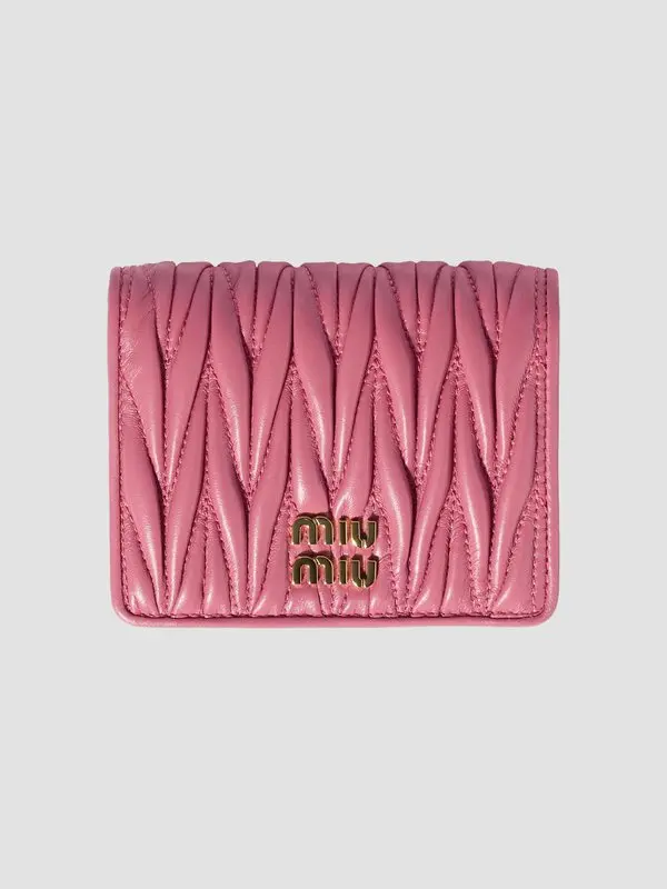 Miu Miu Small Matelassé Nappa Leather Wallet - Pink