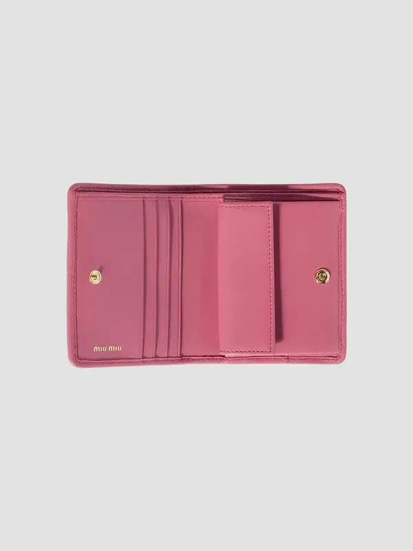 Miu Miu Small Matelassé Nappa Leather Wallet - Pink