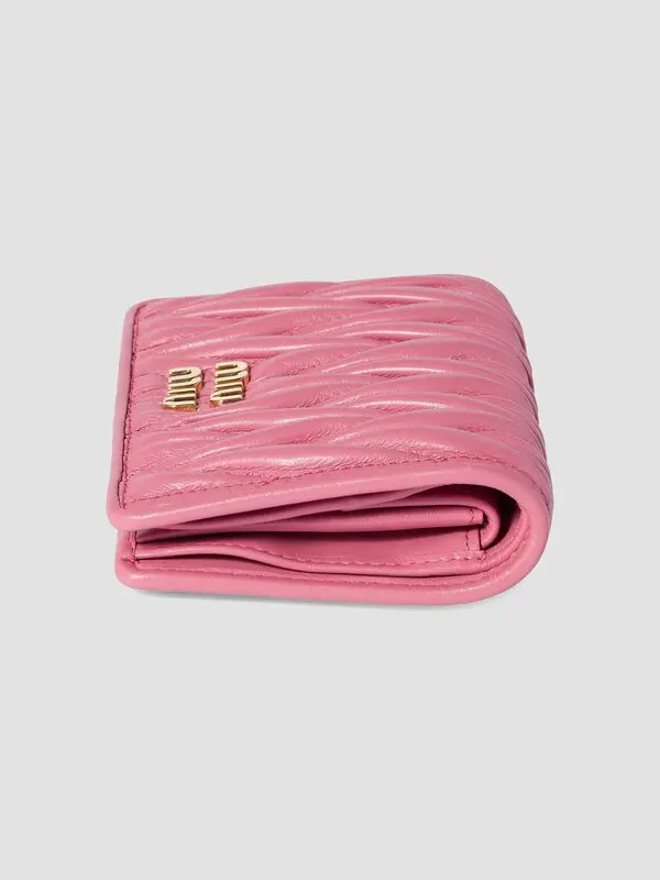 Miu Miu Small Matelassé Nappa Leather Wallet - Pink