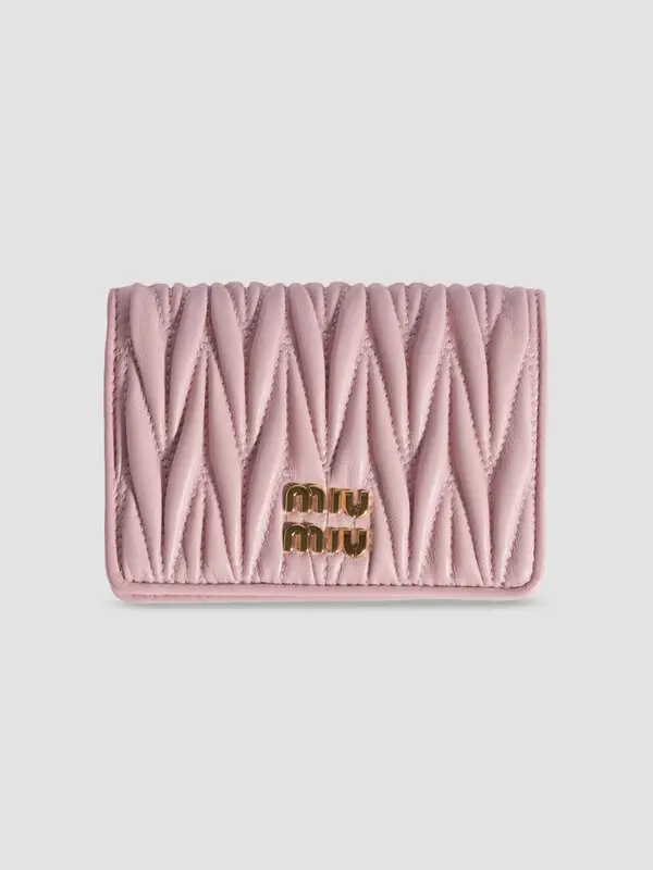 Miu Miu Small Matelassé Nappa Leather Wallet - Pink