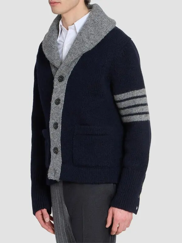 Thom Browne Browne 65 Intarsia-knit Irish Wool Cardigan