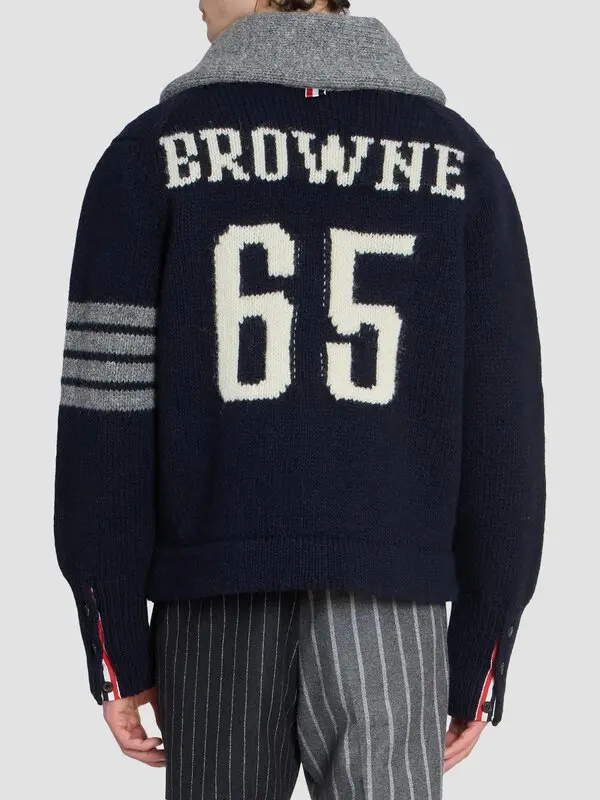 Thom Browne Browne 65 Intarsia-knit Irish Wool Cardigan