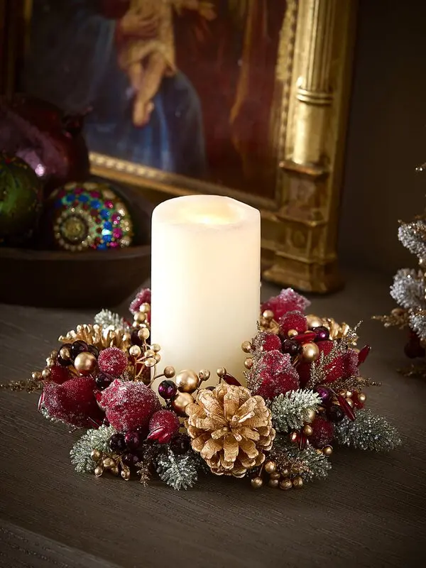 SALZBURG CREATIONS Glittering Garnet Candle Wreath