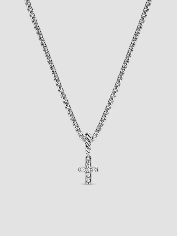 David Yurman Micro Pavé Cross Amulet In Sterling Silver With Diamonds, 8mm - Diamond