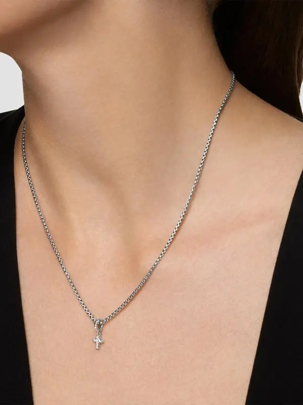 David Yurman Micro Pavé Cross Amulet In Sterling Silver With Diamonds, 8mm