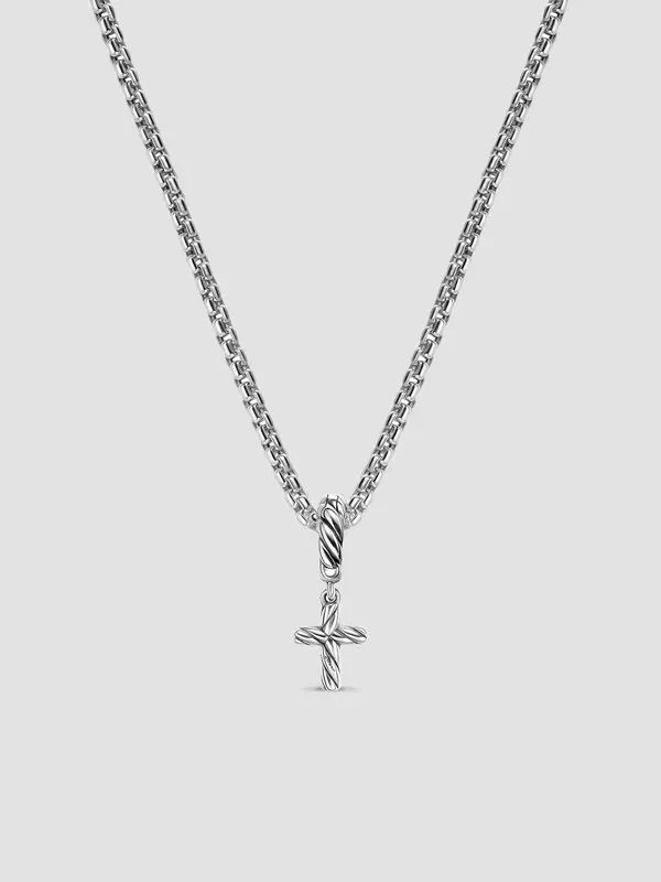 David Yurman Micro Pavé Cross Amulet In Sterling Silver With Diamonds, 8mm
