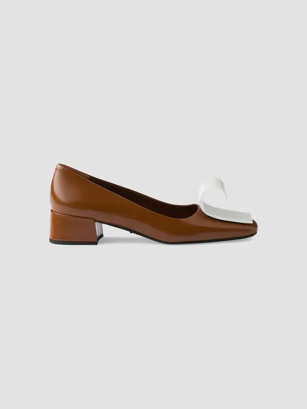 Prada Two-tone 35mm Brushed Leather Pumps