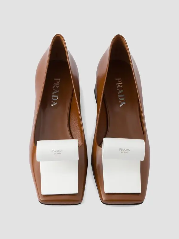 Prada Two-tone 35mm Brushed Leather Pumps