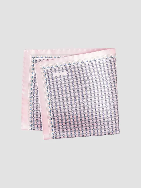 Eton Micro-geometric Print Silk Pocket Square - Pink