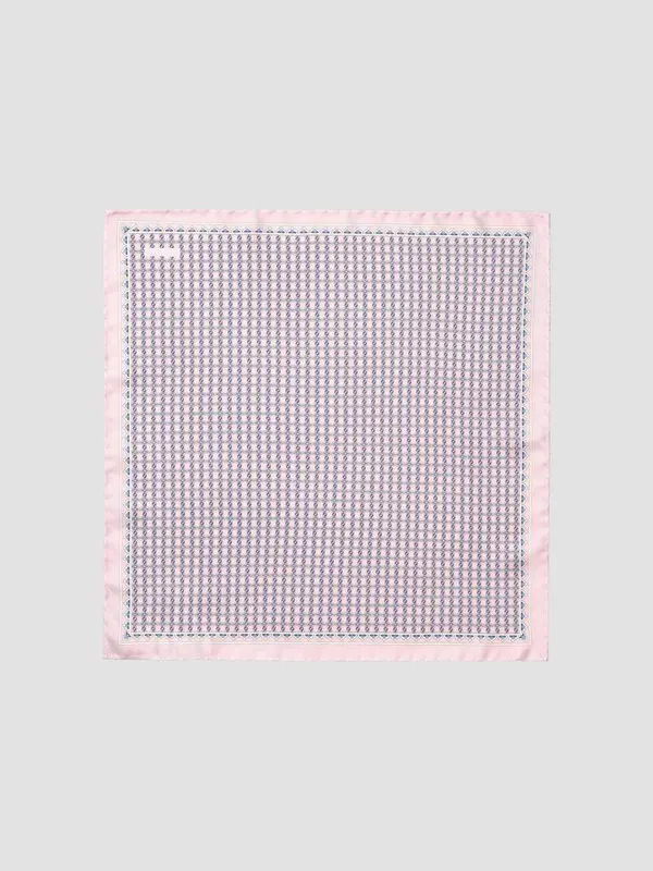 Eton Micro-geometric Print Silk Pocket Square - Pink