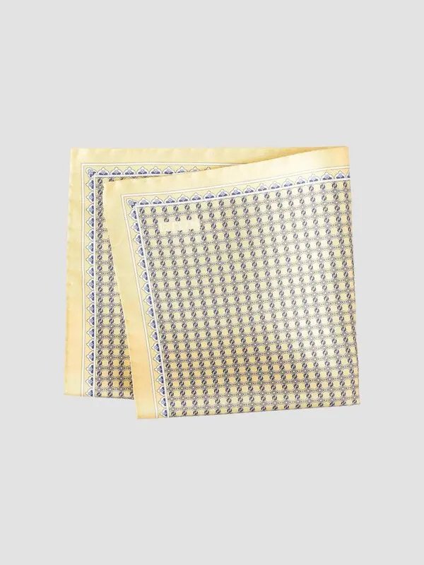 Eton Micro-geometric Print Silk Pocket Square - Yellow