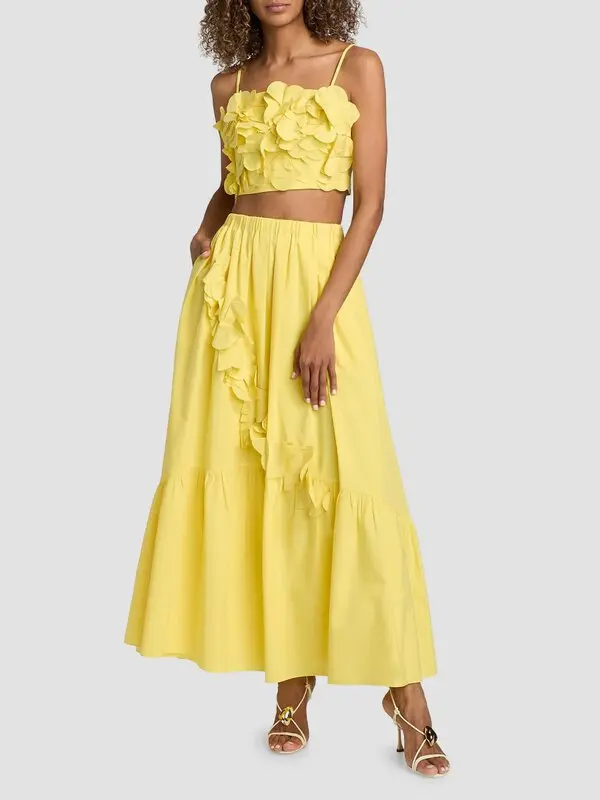 Ramy Brook Everly Petal Appliqué Cotton-blend Top